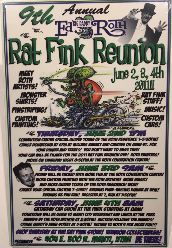 9th Annual Rat Fink Reunion Aluminum Sign 12x18 - Ed Roth's Rat Fink