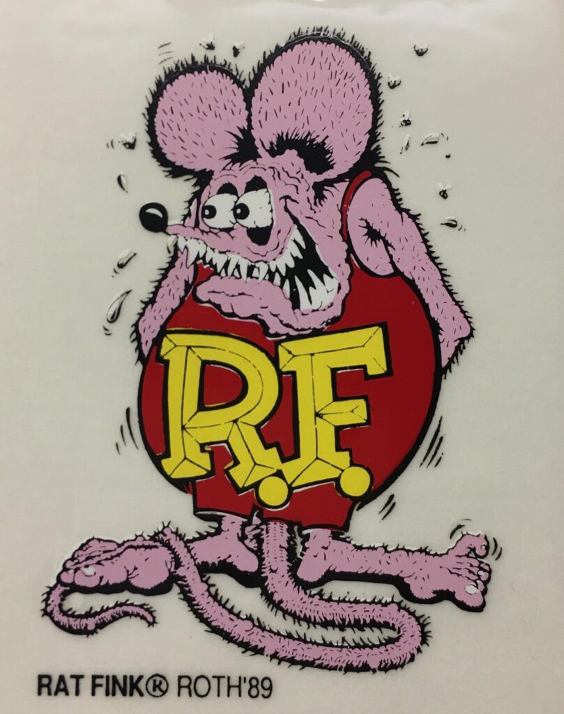 Pink small Rat Fink decal - Ed Roth's Rat Fink