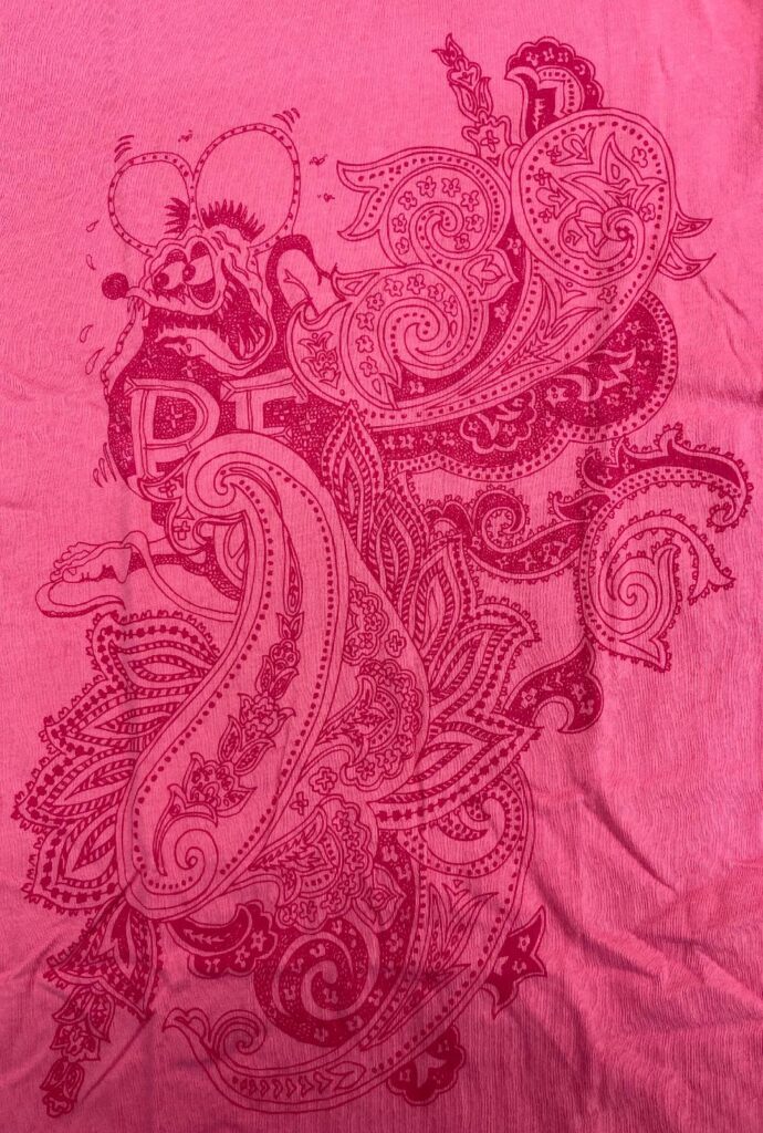 Rat Fink Paisley Design PINK Ladies Fitted Tee - Ed Roth's Rat Fink