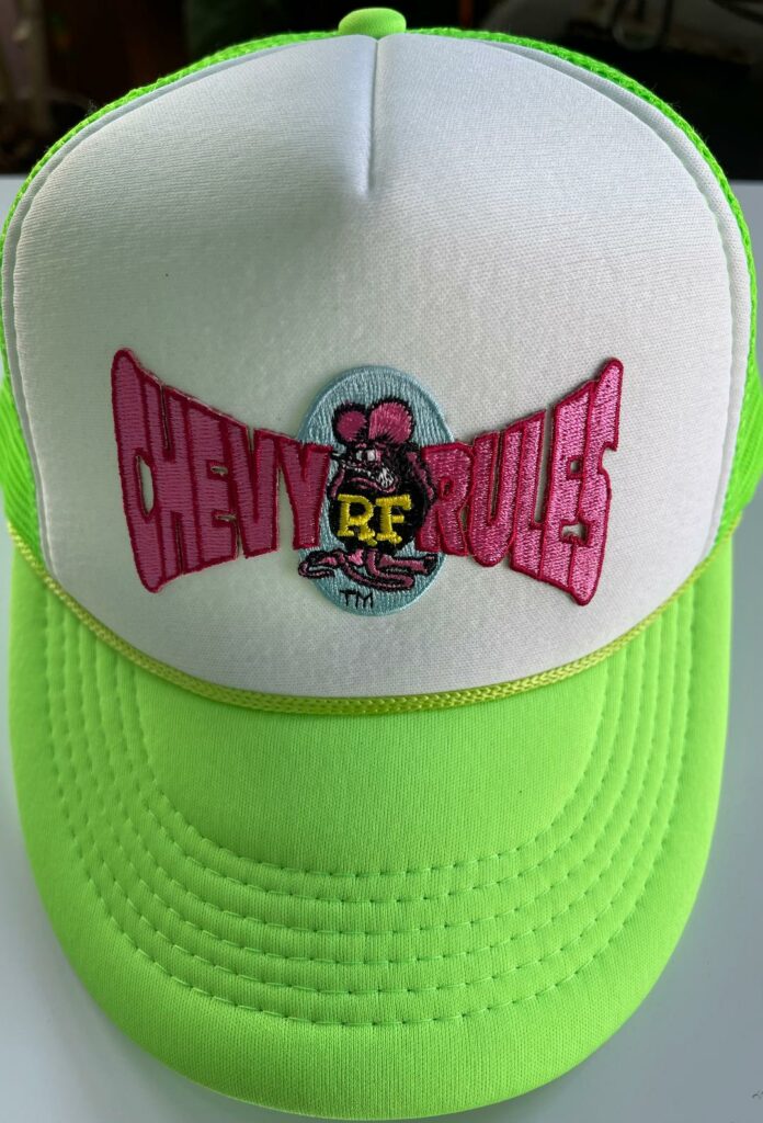 Youth Neon Green/White Chevy Rules Rat Fink Trucker Hat - Ed Roth's Rat ...