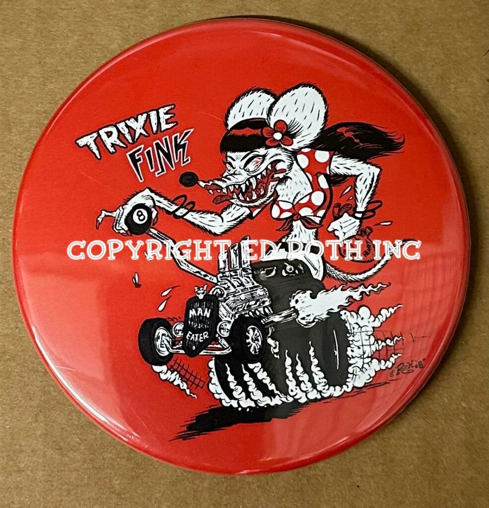 Red Trixie Fink 3.5" Magnet Button - Ed Roth's Rat Fink