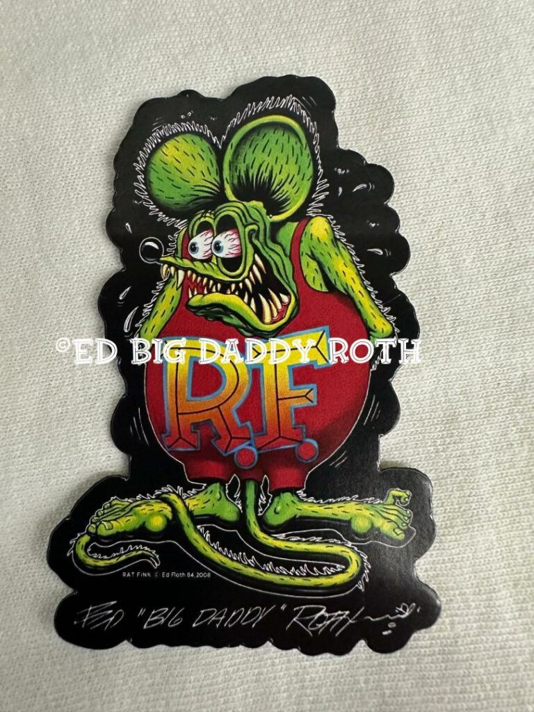 Black background Rat Fink 3" Magnet - Ed Roth's Rat Fink