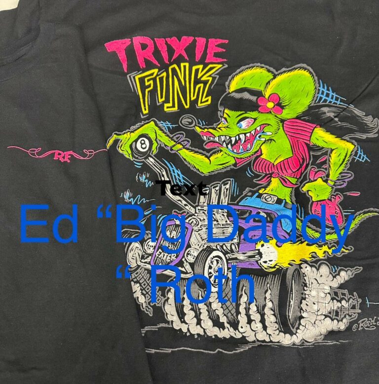 Trixie Fink Black Regular T-Shirt Back Design - Ed Roth's Rat Fink