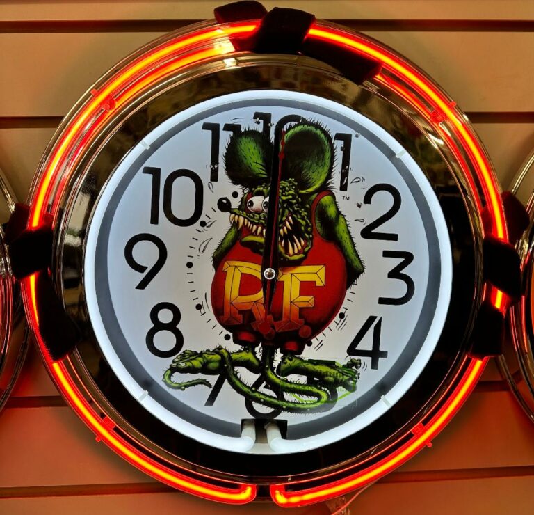 Rat Fink Neon Clock-LG Orange/White - Ed Roth's Rat Fink