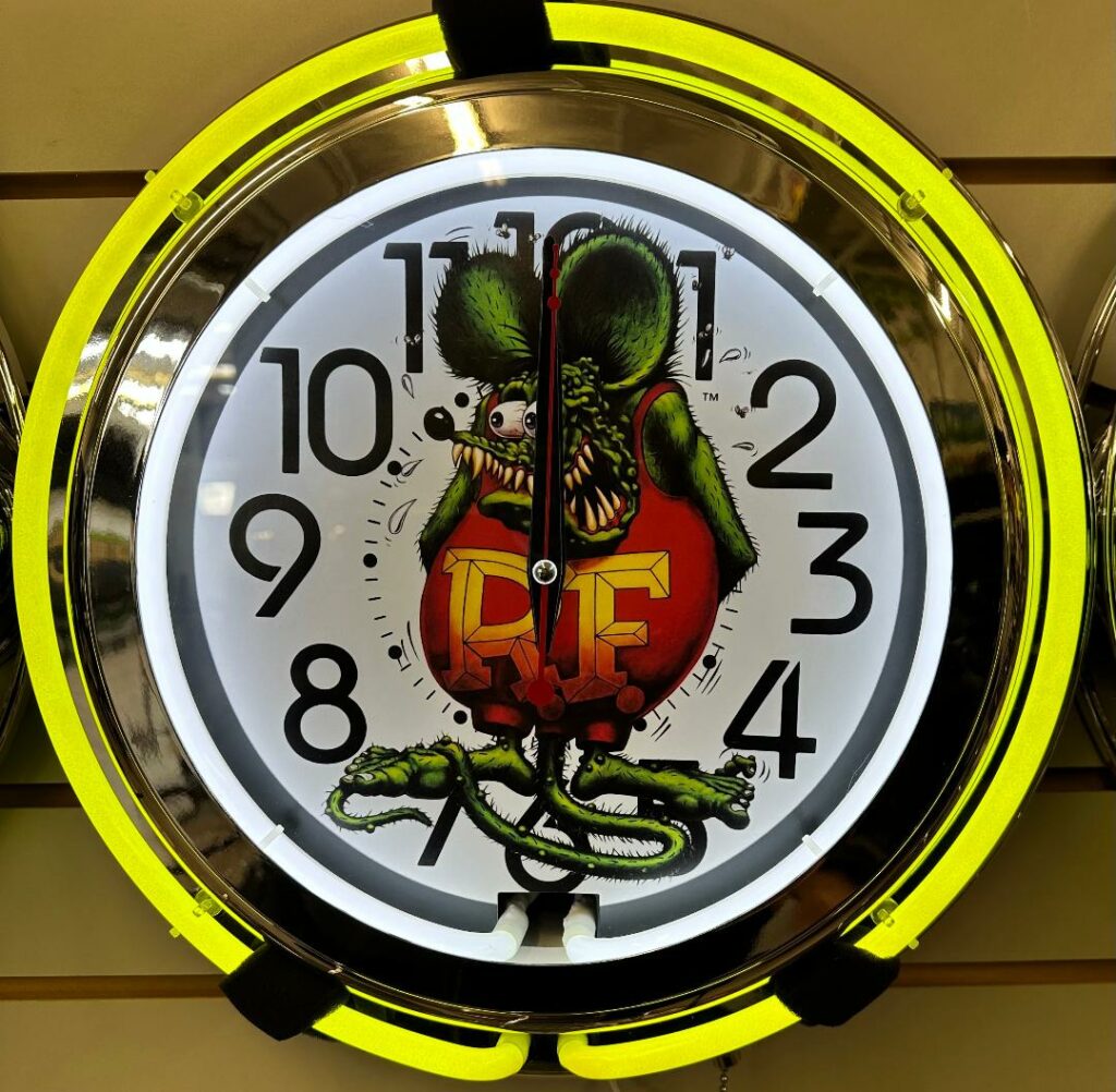 Rat Fink Neon Clock-LG Yellow/White - Ed Roth's Rat Fink