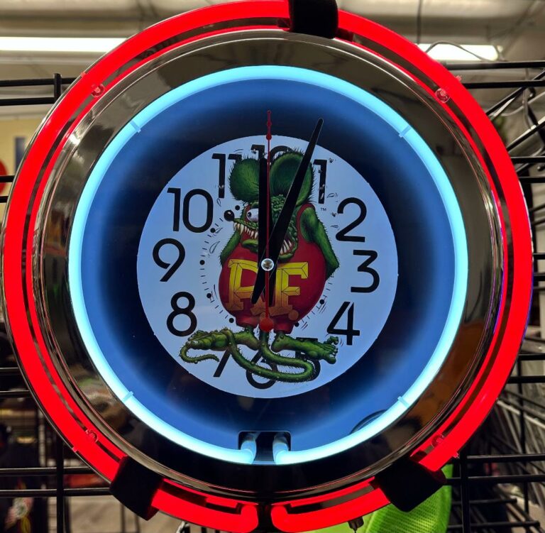Rat Fink Neon Clock-SM Red/White - Ed Roth's Rat Fink