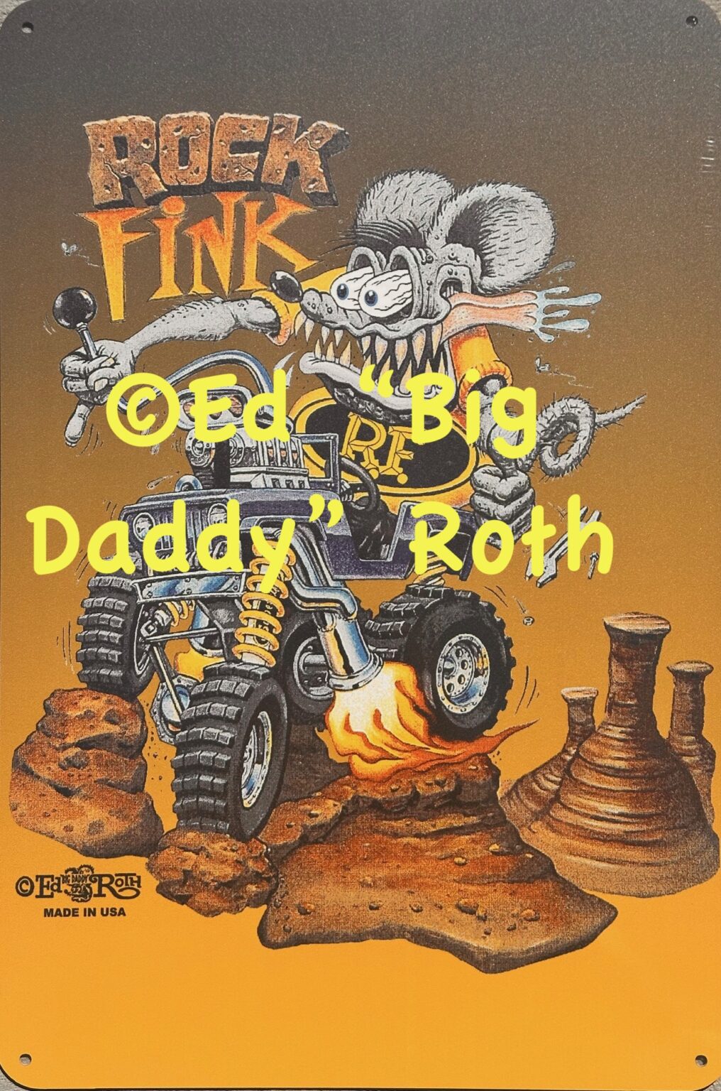 Rock Fink sign 12x18 - Ed Roth's Rat Fink